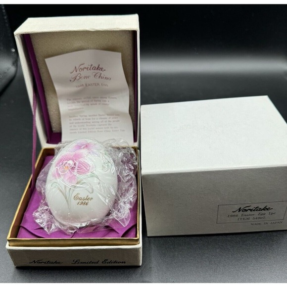 Noritake | Holiday | Stunning Noritake Bone China Easter Egg 986 Pink Flowers Original Box Card ...